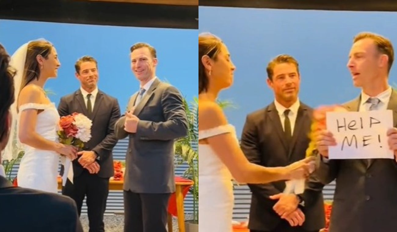 [Video] Novio le hace una broma a su prometida en plena boda