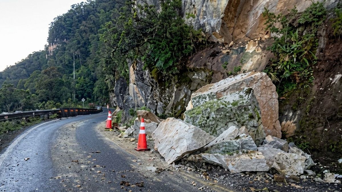 Ordenan cierre de la vía Bogotá - Choachí por caída de rocas